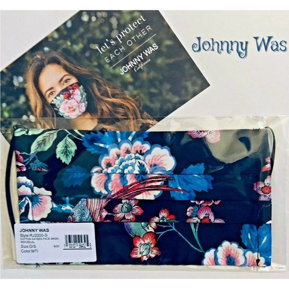 Johnny Was | Accessories | Johnny Was Navy Cotton Sateen Floral Face ...